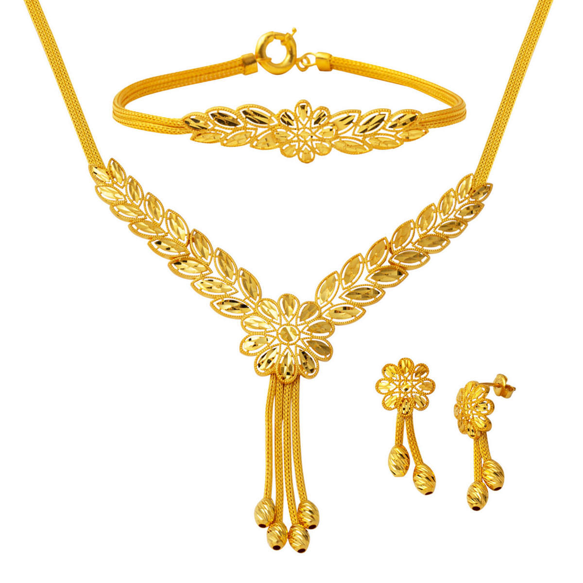 Papatya Örgülü 22 Ayar Altın Set Takımı 22 Ayar Setler Bilezikçi